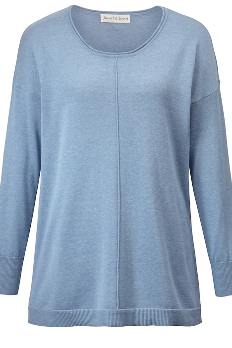 Pullover, oversized, Rundhals, Langarm, hellblau | Happy Size