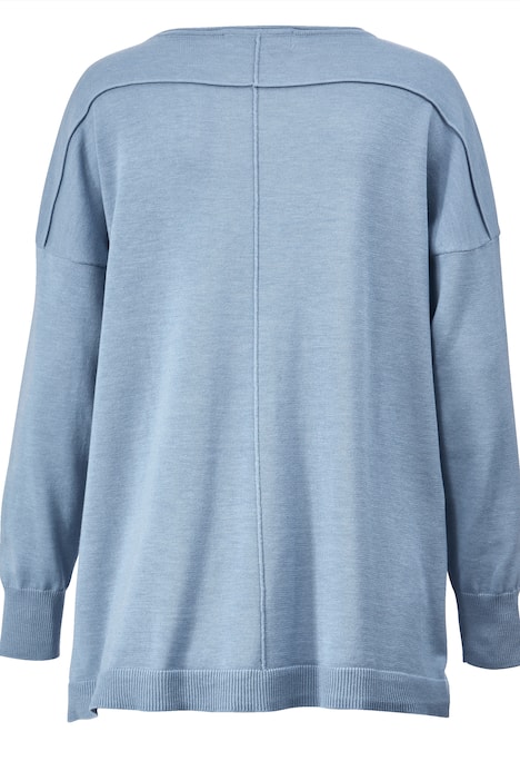 Pullover, oversized, Rundhals, Langarm, hellblau | Happy Size