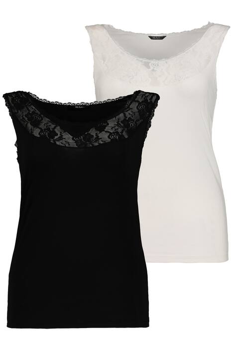 2 Pack of Romantic Lace Tanks - Black, White | 71914090
