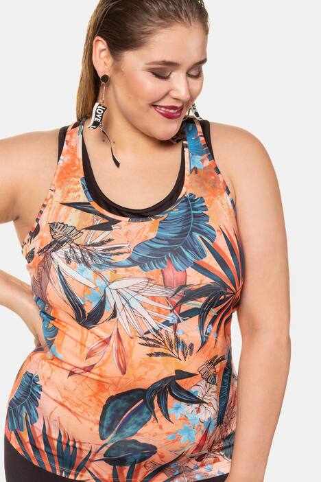 Jungle Print Sport Mesh Inset Racer Back Tank Top | Tank Tops | Knit ...