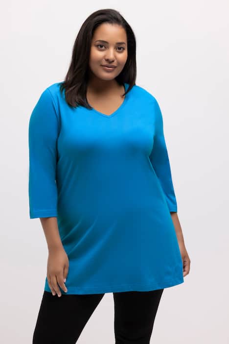 Classic V-Neck Swing Cotton Knit Tunic | Knit Tunics | Knit Tops & Tees