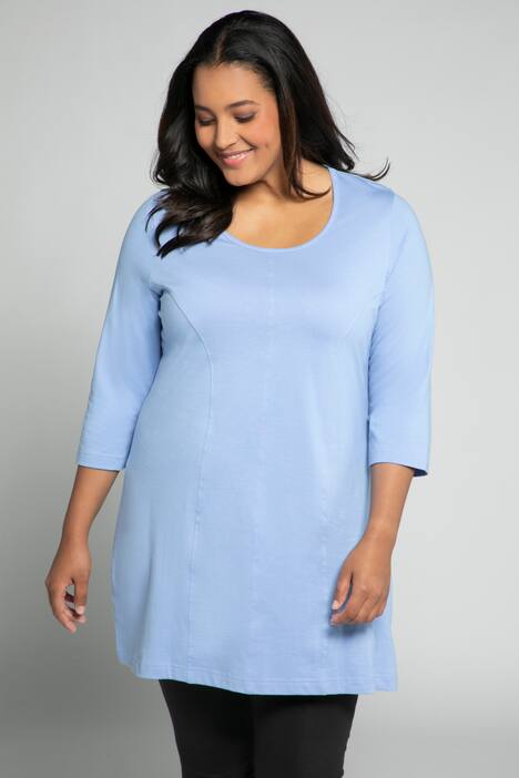 Princess Seam Round Neck Cotton Knit Tunic, lavender | Ulla Popken