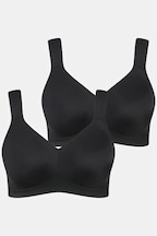 2 Pack of Stretch Microfiber Wirefree Bras, black | Ulla Popken