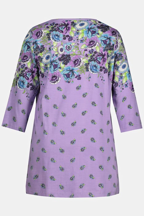 Raining Flowers Print V-Neck Knit Tunic | Knit Tunics | Knit Tops & Tees