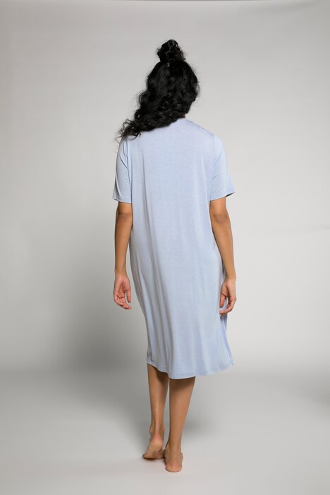 Lace Overlay V-Neck Short Sleeve Stretch Knit Nightgown | Nightgowns ...