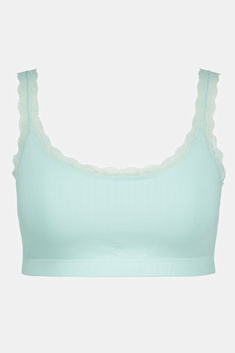 Textured Stripe Lace Trim Stretch Cotton Leisure Bra | Comfort Bras ...