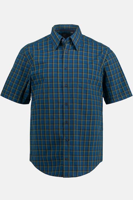 Short Sleeve Check Print Shirt, dark matte blue | Ulla Popken
