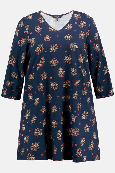Navy Floral Print Swing Knit Tunic | Knit Tunics | Knit Tops & Tees