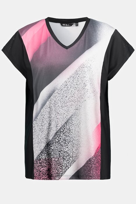 Diagonal Graphic Mesh Inset Recycled Polyester Stretch Top | T-Shirts ...