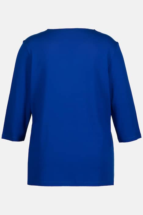 Layered Neckline Stretch Knit Top, royal blue | Ulla Popken
