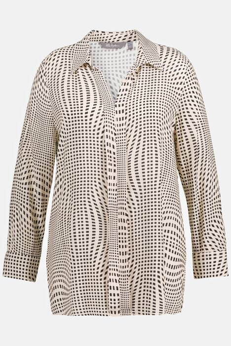 Optical Wave Print Long Sleeve Blouse | all Blouses | Blouses