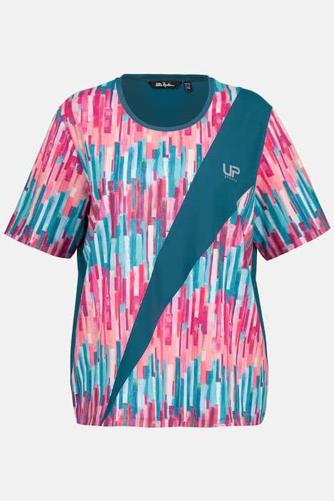 Graphic Stripe Mesh Inset Short Sleeve Stretch Knit Top | T-Shirts ...