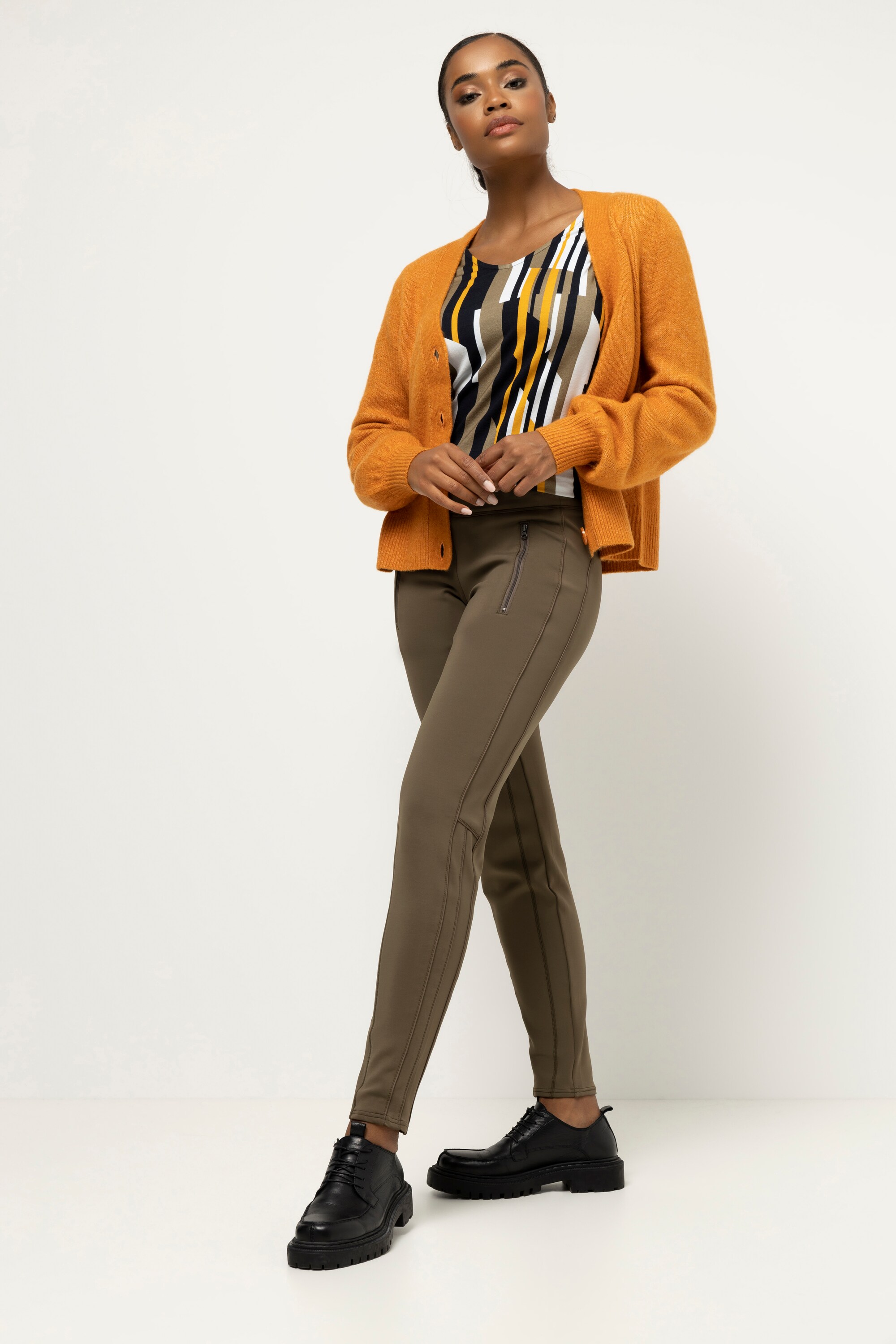 Gina Laura Damen Hose Identity breiter Elastikbund seitliche Ziernähte ...