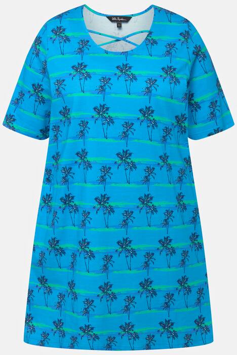 Palm Tree Ocean Short Sleeve Vented Knit Tunic | Knit Tunics | Knit ...