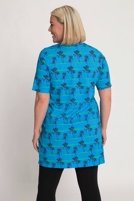 Palm Tree Ocean Short Sleeve Vented Knit Tunic | Knit Tunics | Knit ...
