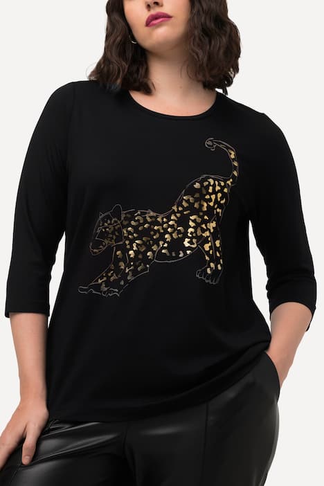 Leopard Graphic 3/4 Sleeve Crew Neck Tee | T-Shirts | Knit Tops & Tees