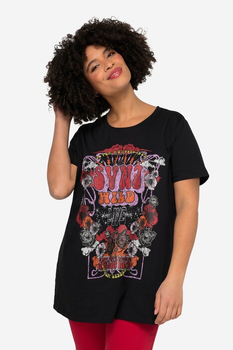T-shirt, colorful print, crew neck, half sleeves | T-Shirts | Tops