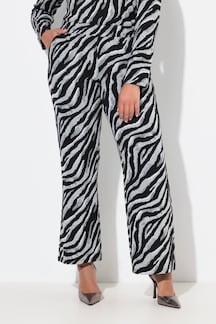 Elastic waist colorful zebra pattern pants, snow white | Ulla Popken